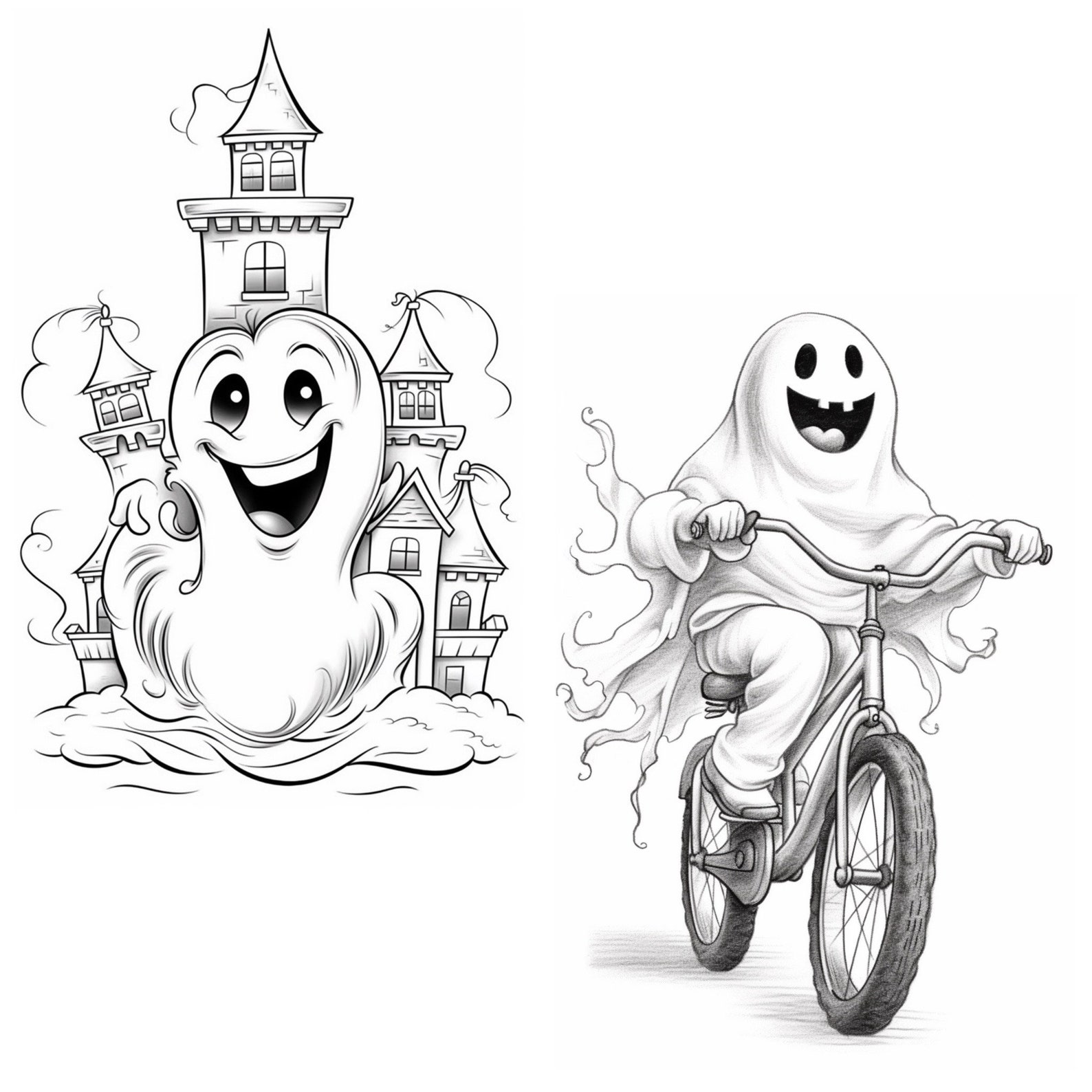 Ghost Coloring Book, Halloween Activity (PDF A4 Printable, 50 Pages ...