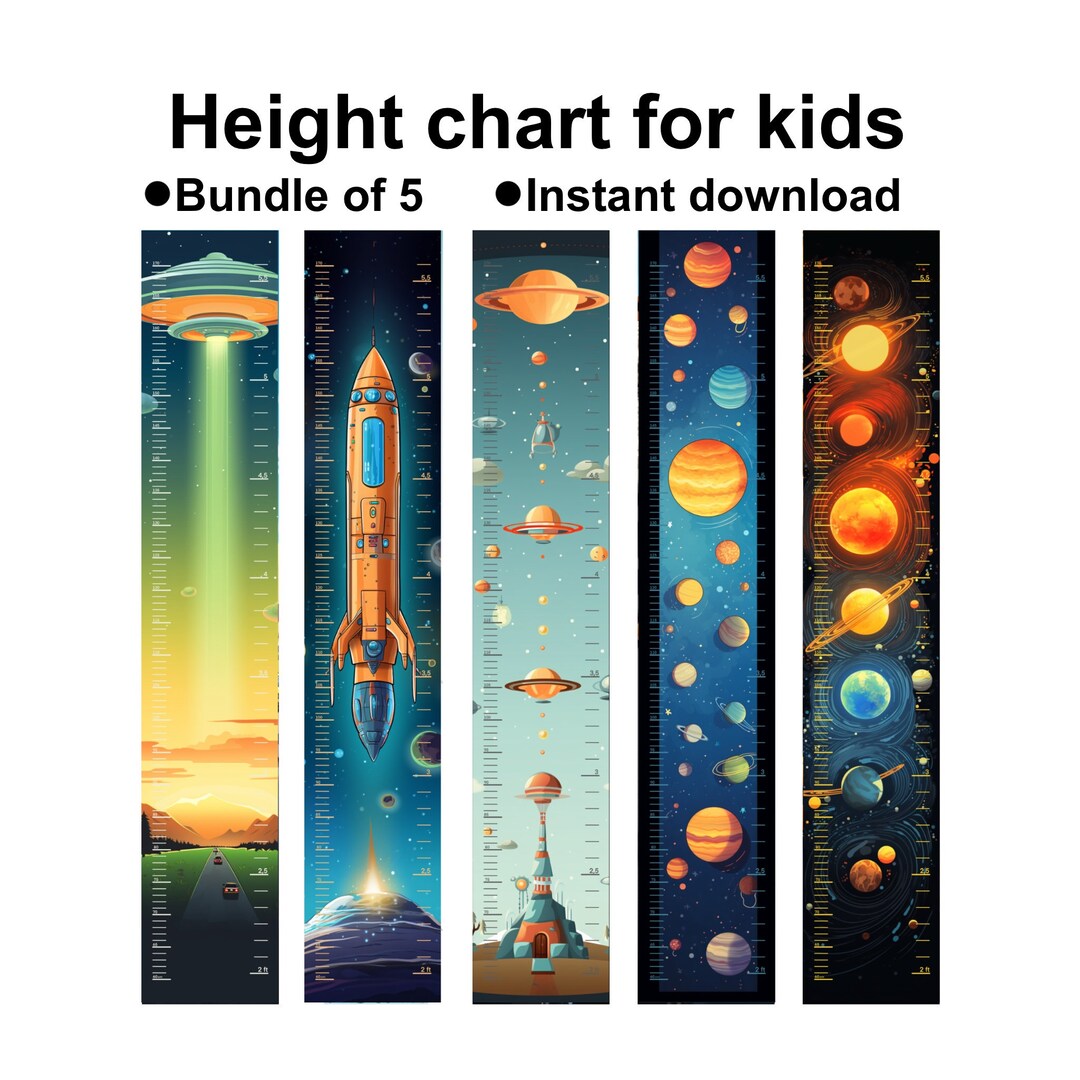 Printable Space Height Chart, Pdf Height Chart for Kid, Kids Height ...