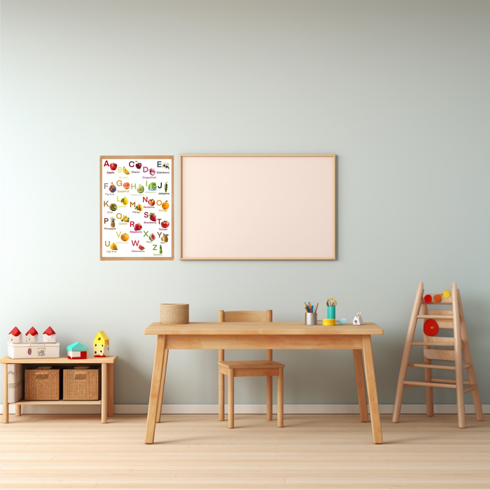 Printable Fruit Alphabet Poster for Wall A4, A5 Size. Kids Abc Learning ...
