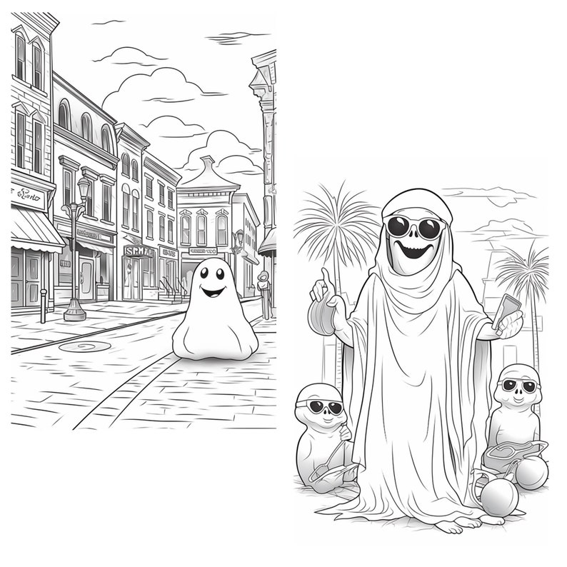 Ghost Coloring Book, Halloween Activity (PDF A4 Printable, 50 Pages ...