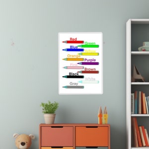 Printable Colors Poster for Wall, Print A4, A5 Size. Preschool ...