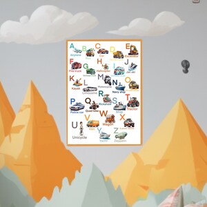 Printable Vehicle Alphabet Poster for Wall Printable Alphabet - Etsy
