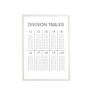 Printable Division Tables Children Math, Preschool Math Division Tables ...