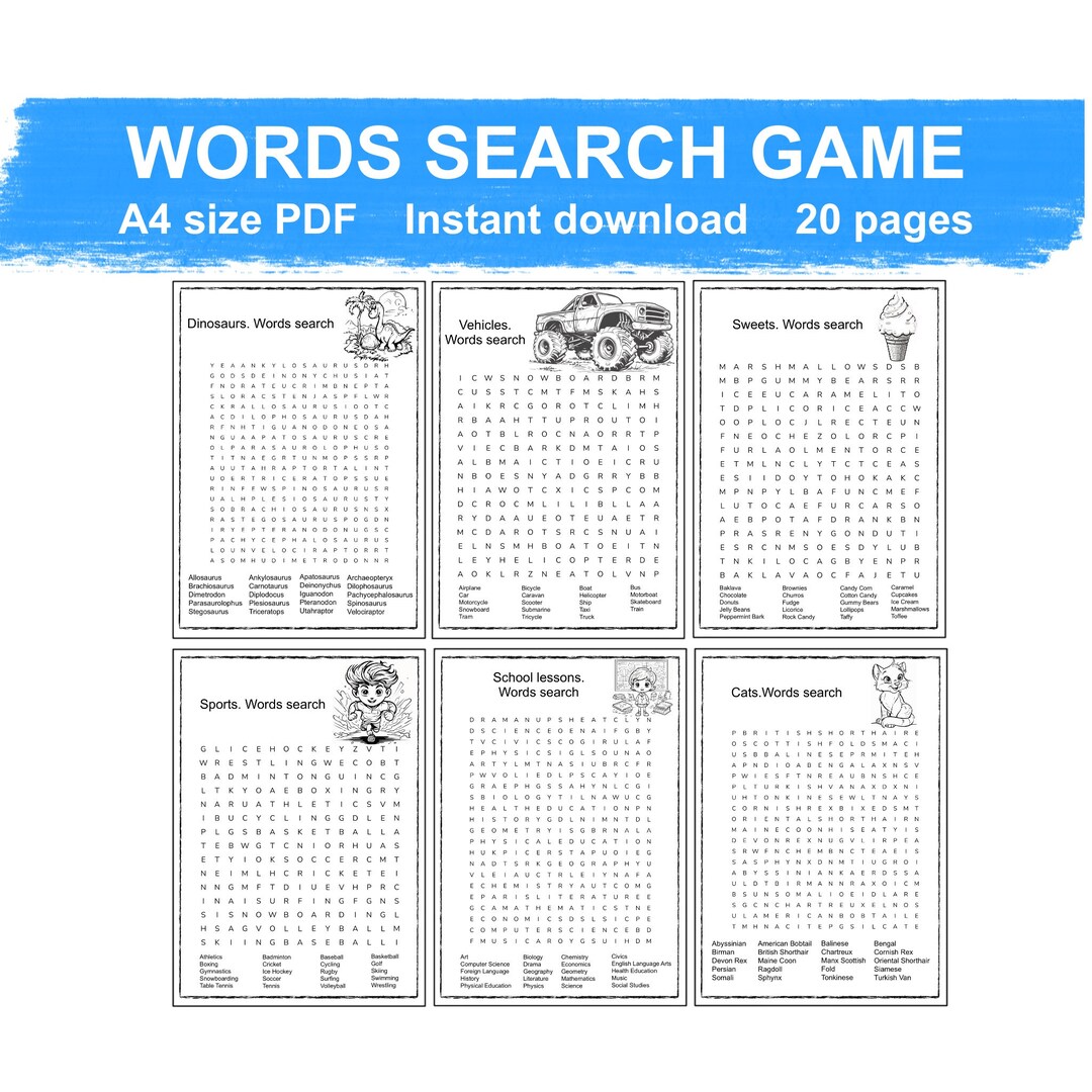 Printable Children Words Search Activity Busy Book, Words Search Game ...