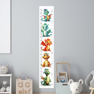 Printable Family Kids Height Chart Dino Poster for Kids Room Wall ...