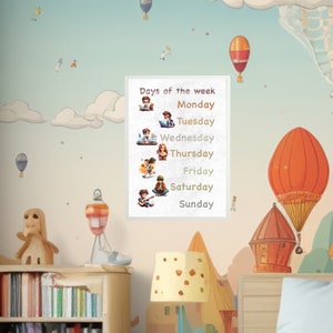 Days of the Week Printable, A3, A4, A5 Size. Poster Days of the Week ...