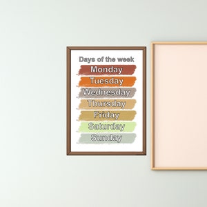Printable Days of the Week, A3, A4, A5 Size. Preschool Days Wall Art ...