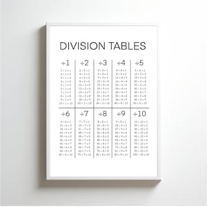Printable Division Tables Children Math, Preschool Math Division Tables ...