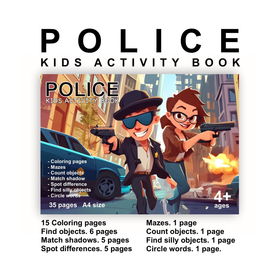 I Spy Game Police Activity Pages, Matching Shadow Printable, Preschool ...
