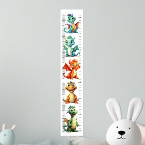 Printable Family Kids Height Chart Dino Poster for Kids Room Wall ...