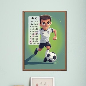 Times Tables Soccer Poster A4 Printable 1 to 10, Math Times Table ...