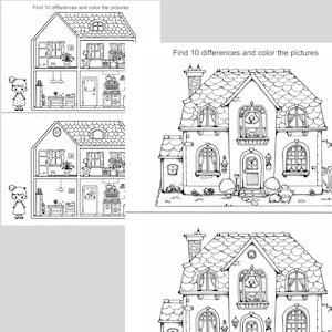 I Spy Differences on House Coloring Pages, Busy Coloring Book for Kid ...