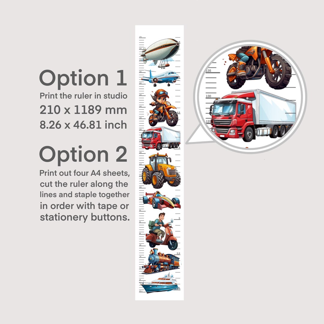 Printable Family Kids Growth Chart Poster for Wall, Height Chart for ...