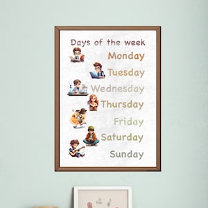 Days of the Week Printable, A3, A4, A5 Size. Poster Days of the Week ...