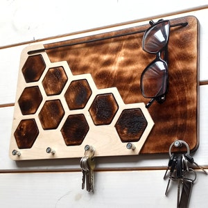 Key Shelf, Modern Key Holder, Key Rack Home, Sunglasses Holder, Wood ...