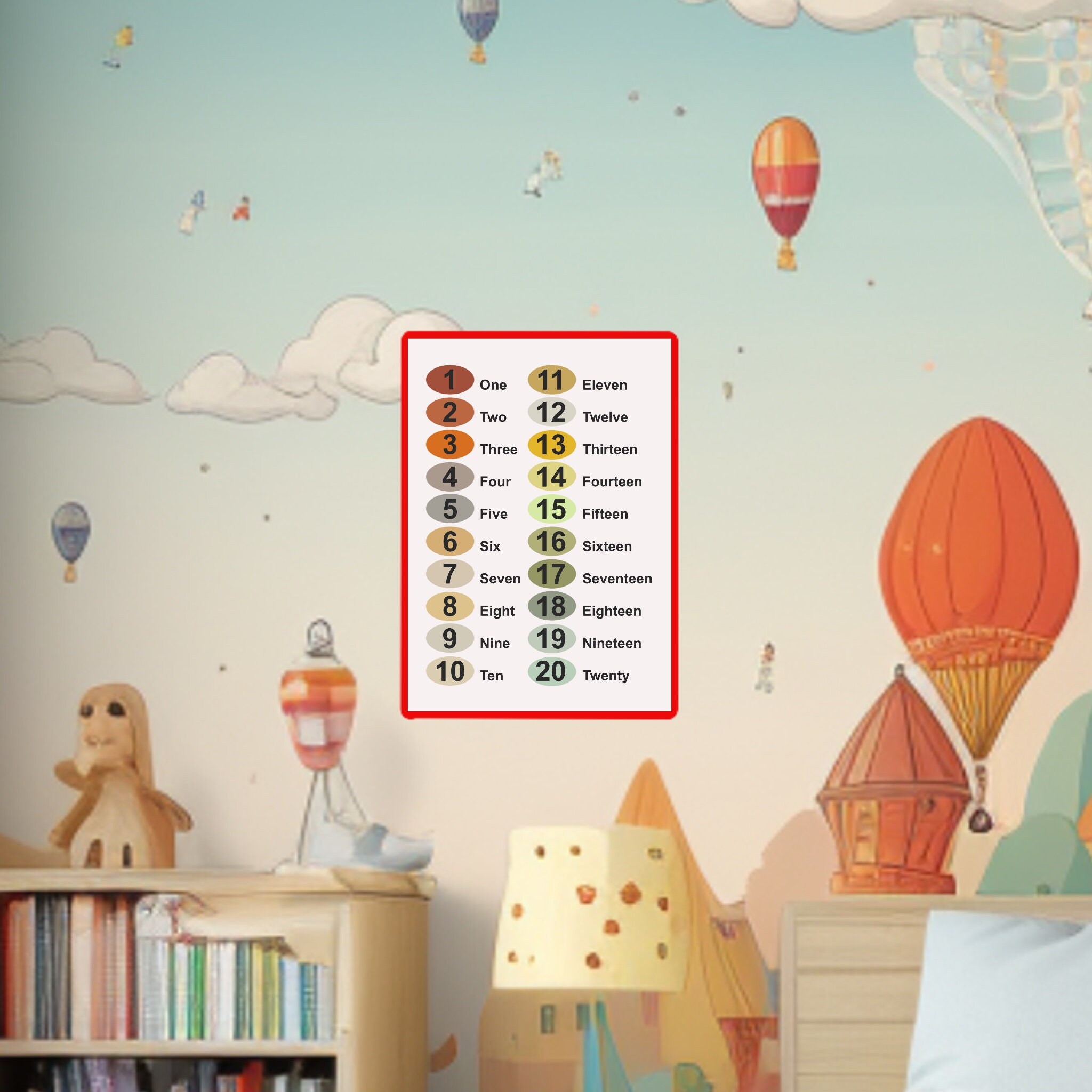 Preschool Numbers 1-20 Poster, Educational Wall Art (PDF, JPEG) - Etsy