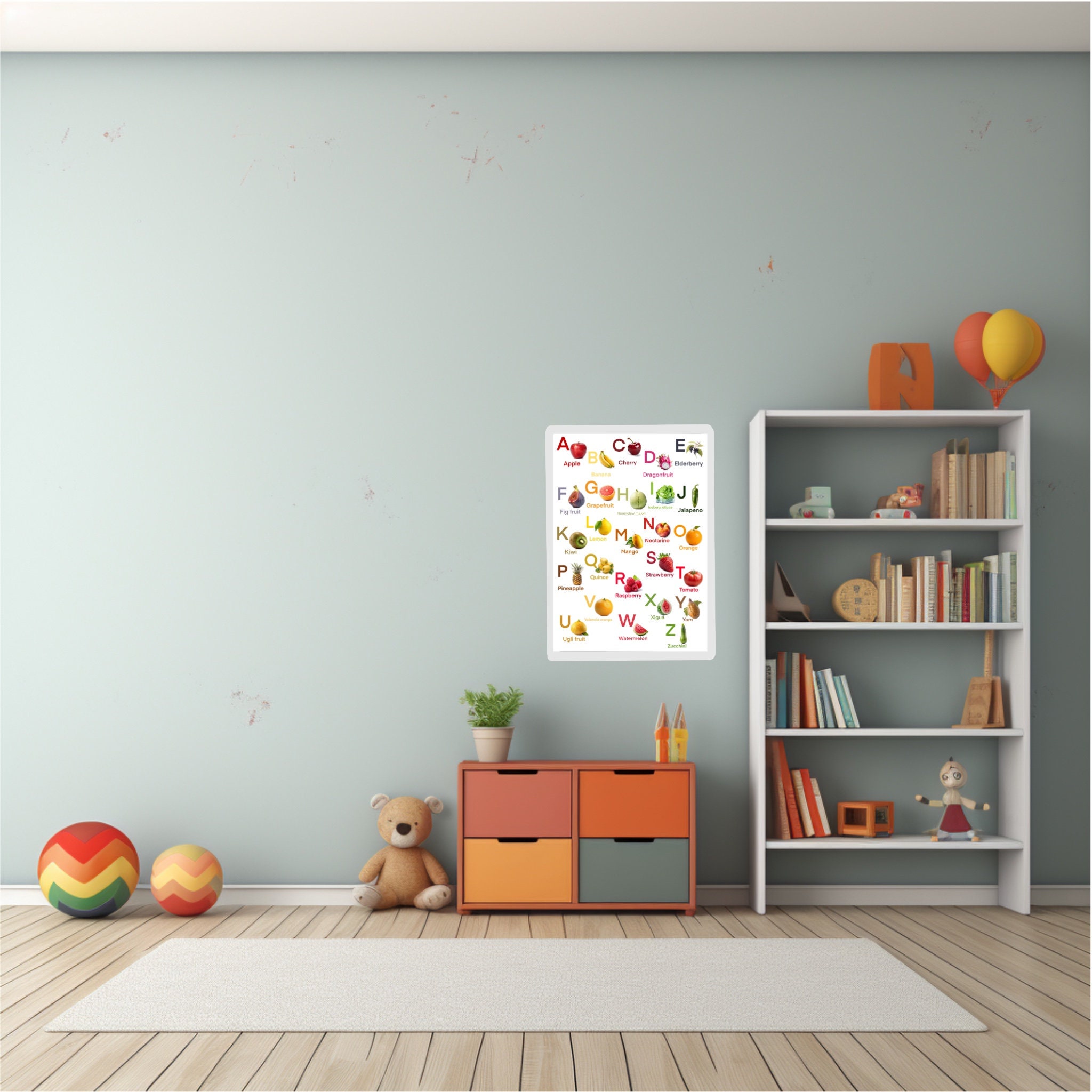Fruit Alphabet Poster, ABC Learning Print (PDF & JPEG) - Etsy