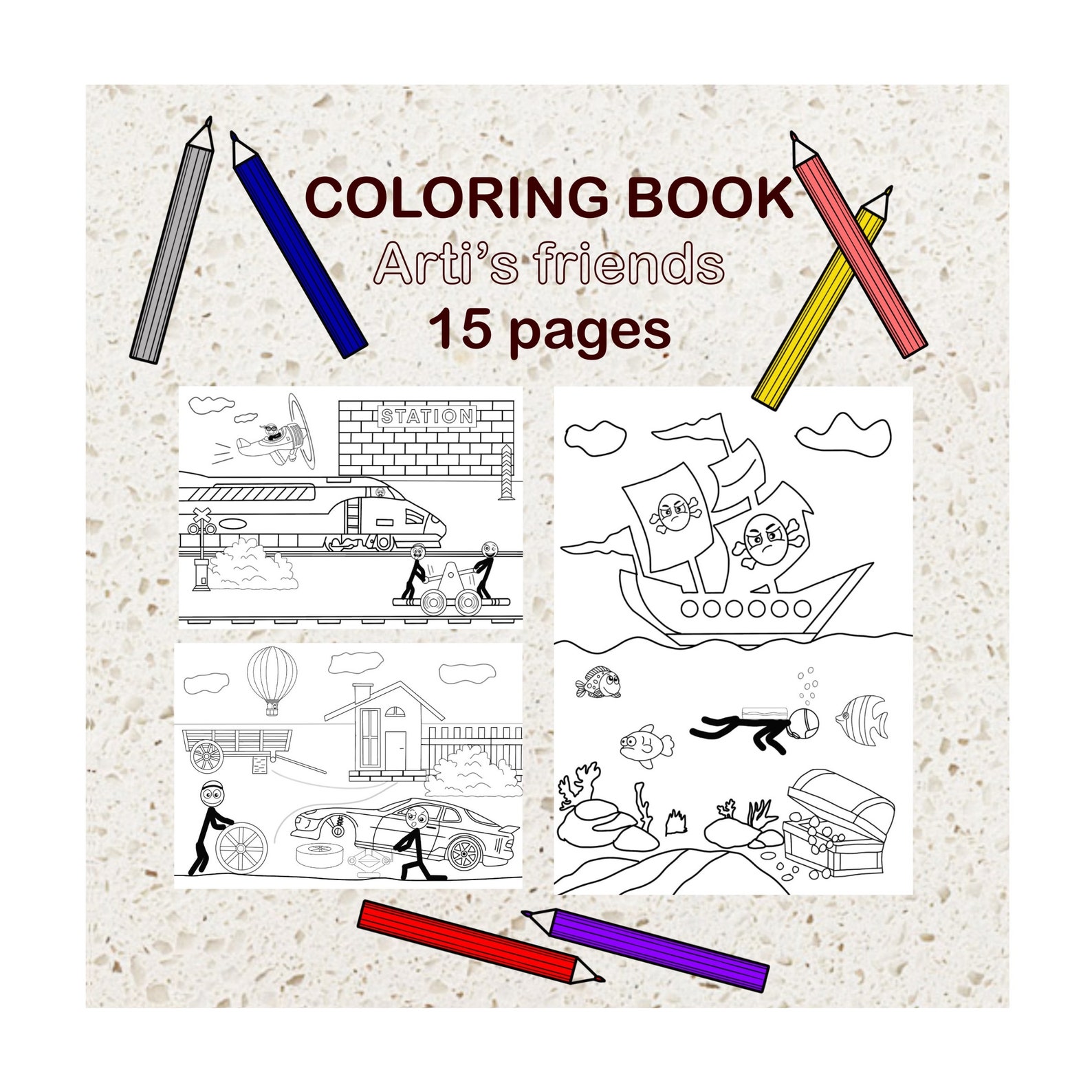 Adult and Children Coloring Pages Printable Pdf, Digital Download ...