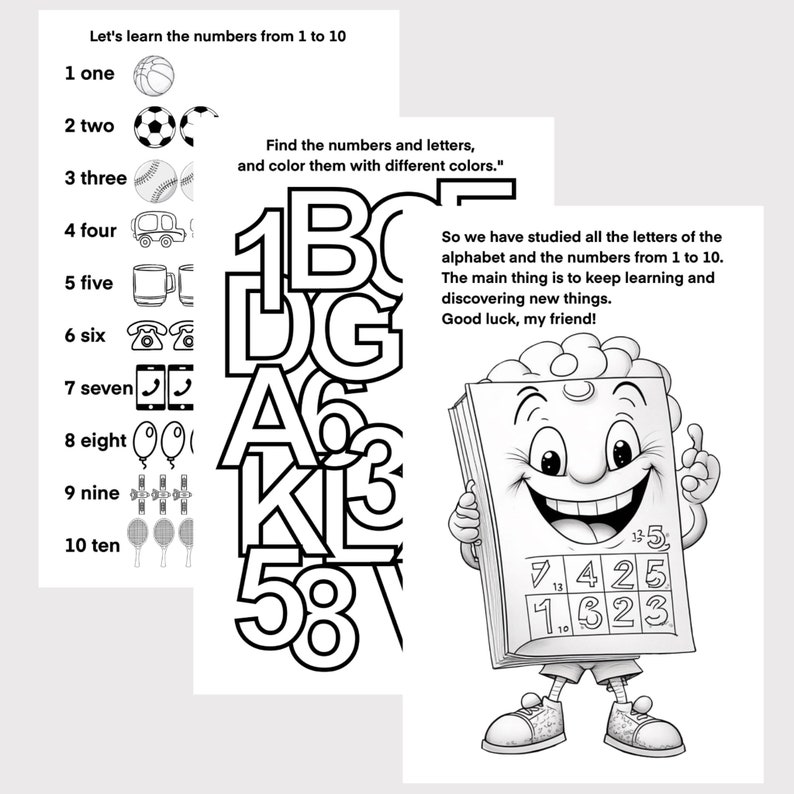 Alphabet Coloring Activity Book for Kids, Learn Numbers and Letters ...