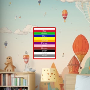 Printable Colors Sheet for the Wall, Print A4, A5 Size. Preschool ...