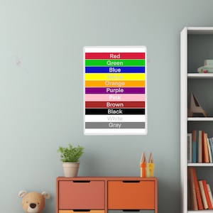 Printable Colors Sheet for the Wall, Print A4, A5 Size. Preschool ...