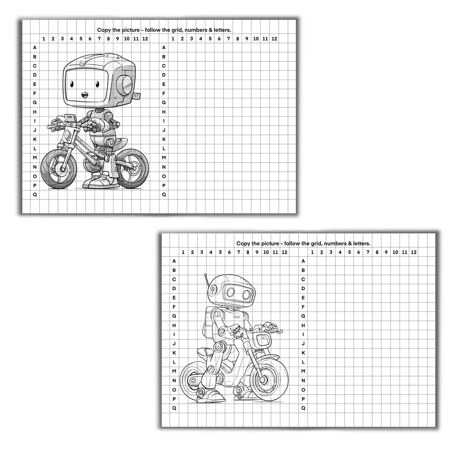 Robot Coordinate Drawing & Coloring Pages: Math Art Activity (digital ...