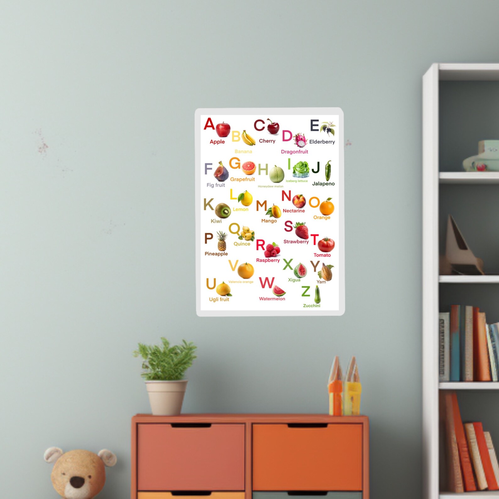 Printable Fruit Alphabet Poster for Wall A4, A5 Size. Kids Abc Learning ...
