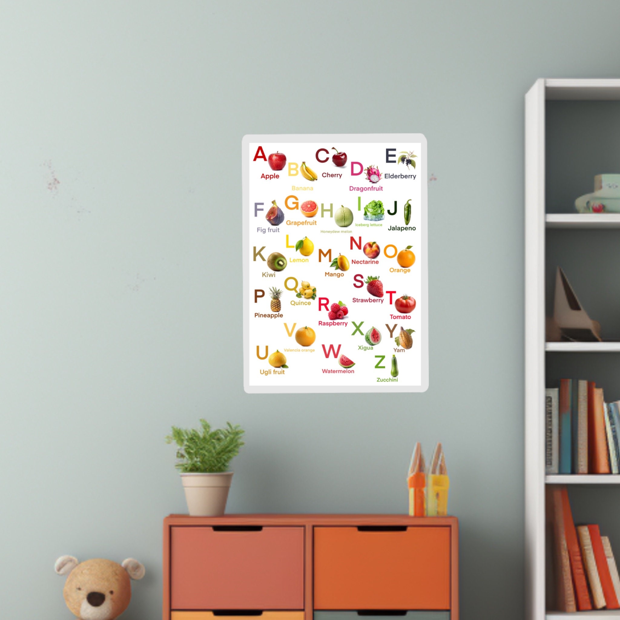 Printable Fruit Alphabet Poster for Wall A4, A5 Size. Kids Abc Learning ...