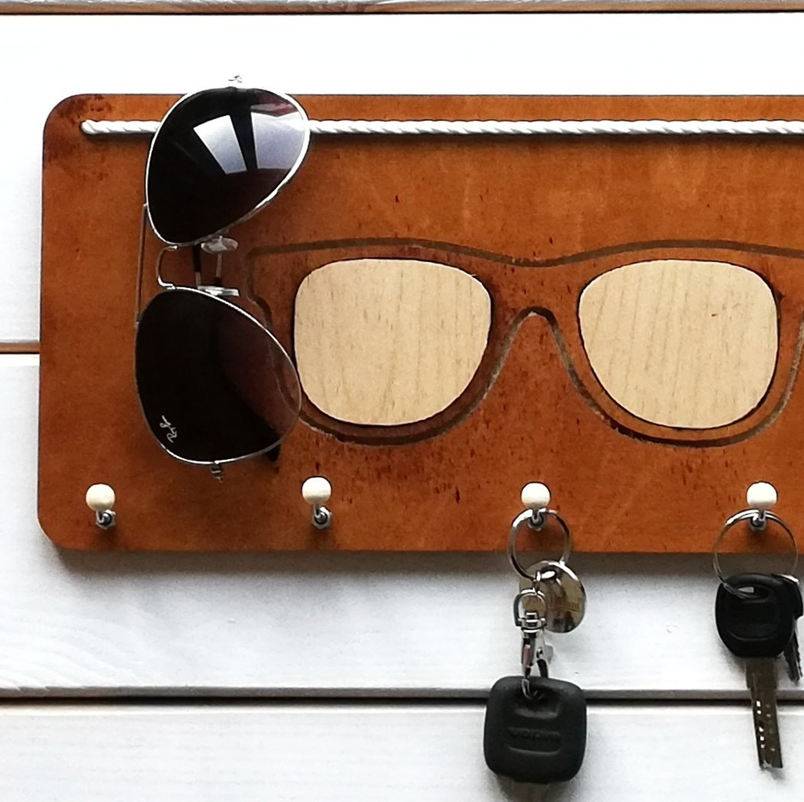 Wooden Key Holder Sunglasses Display With Laser Map Engraving - Etsy