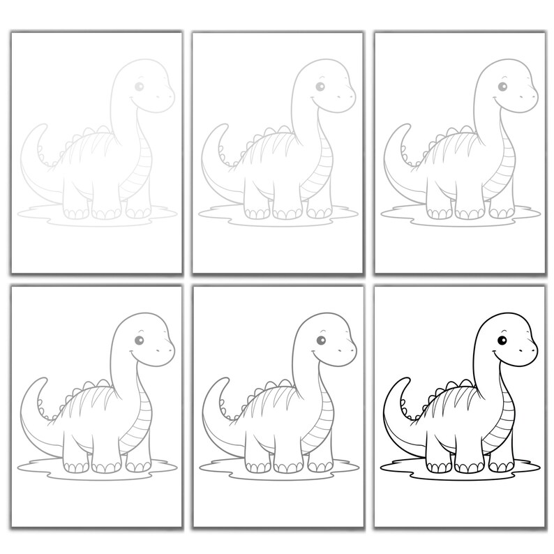Dinosaur Tracing Pages, Learn to Draw Dinos, Kids Coloring Worksheets ...