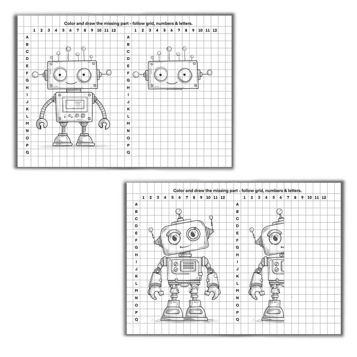 Robot Coordinate Drawing & Coloring Pages: Math Art Activity (digital ...