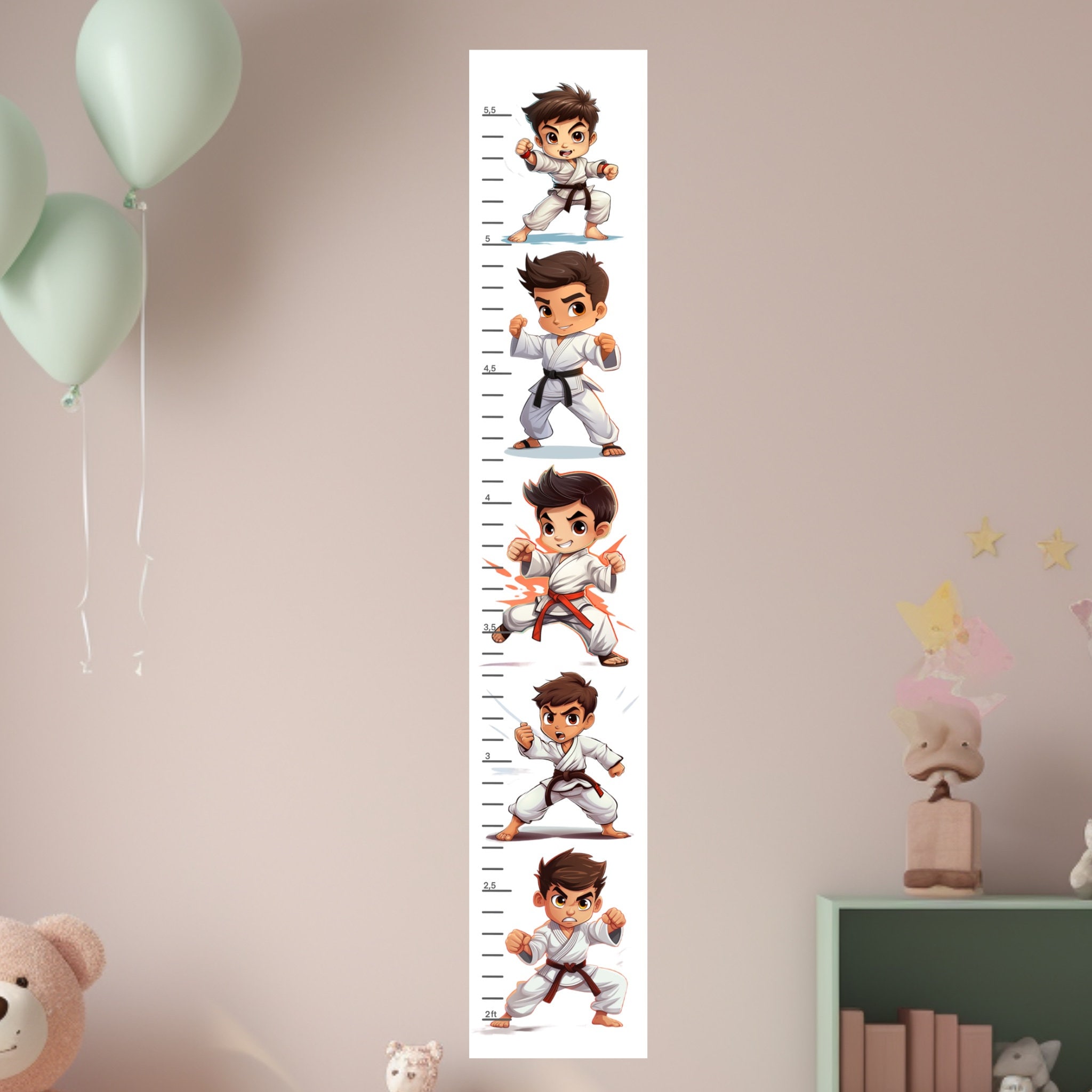 Kids Growth Chart Poster, Karate Boy Wall Decor (digital Download) - Etsy