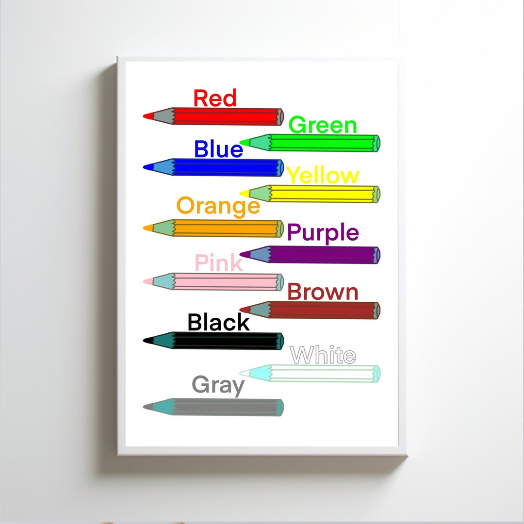 Printable Colors Poster for Wall, Print A4, A5 Size. Preschool ...