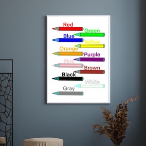 Printable Colors Poster for Wall, Print A4, A5 Size. Preschool ...