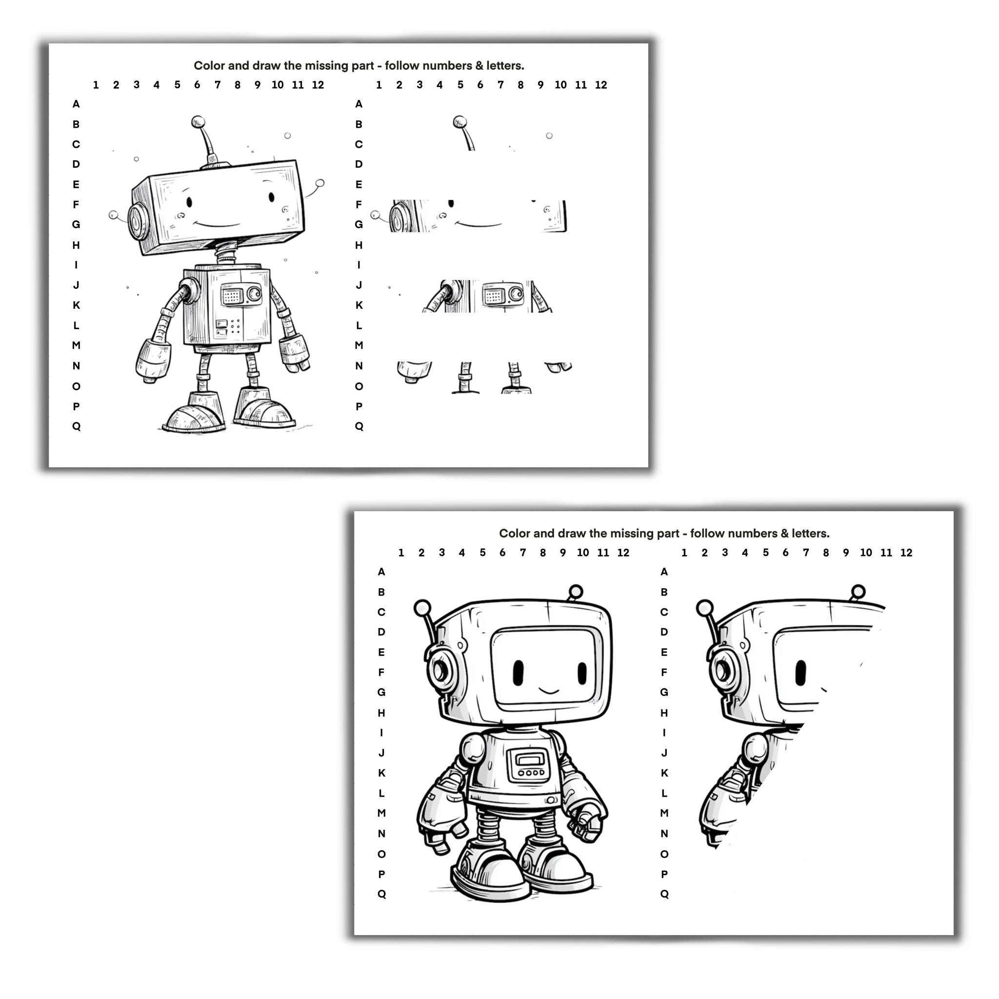 Robot Coordinate Drawing & Coloring Pages: Math Art Activity (digital ...