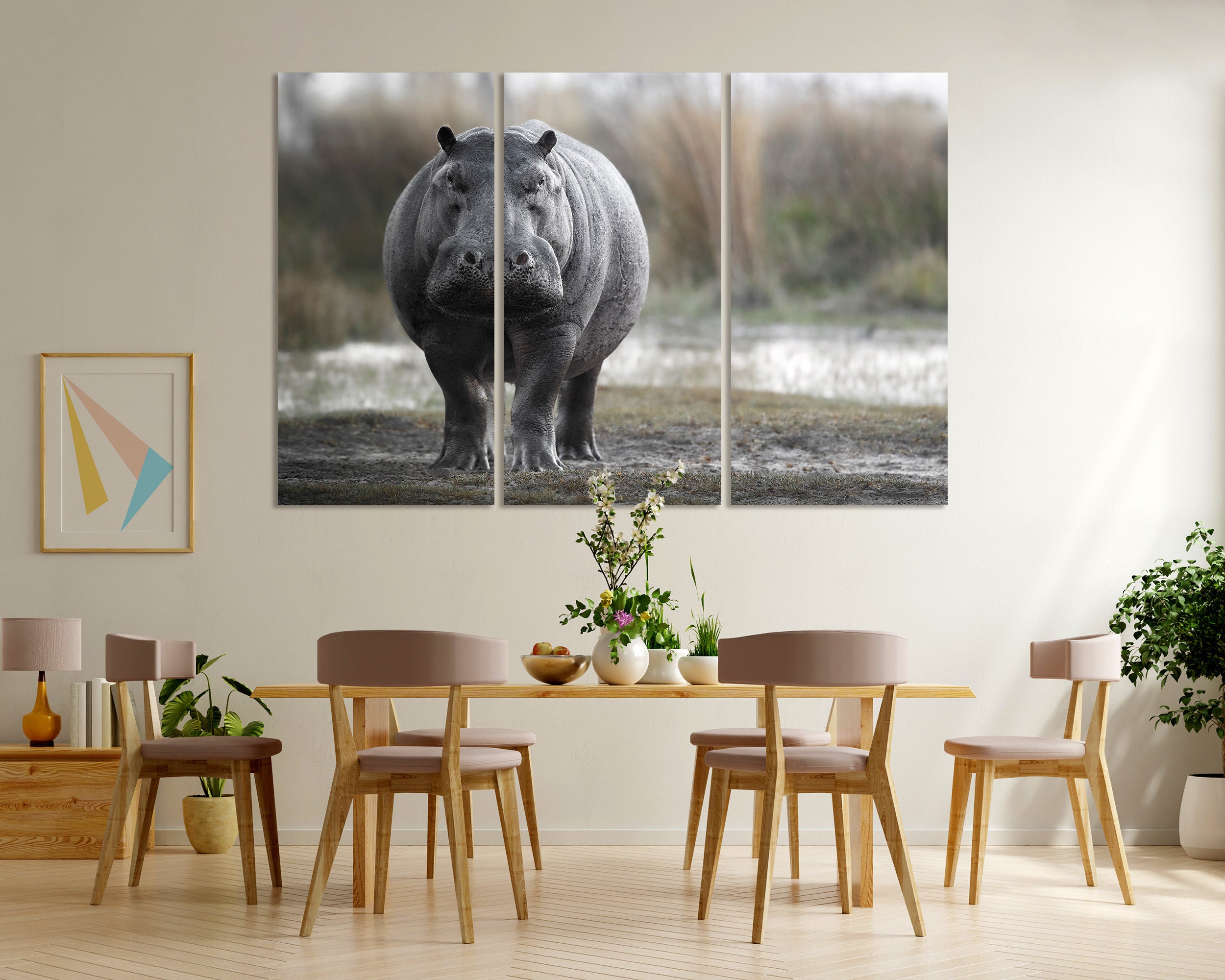 Hippo Wall Decor Hippopotamus Art Print Hippo Canvas Art - Etsy