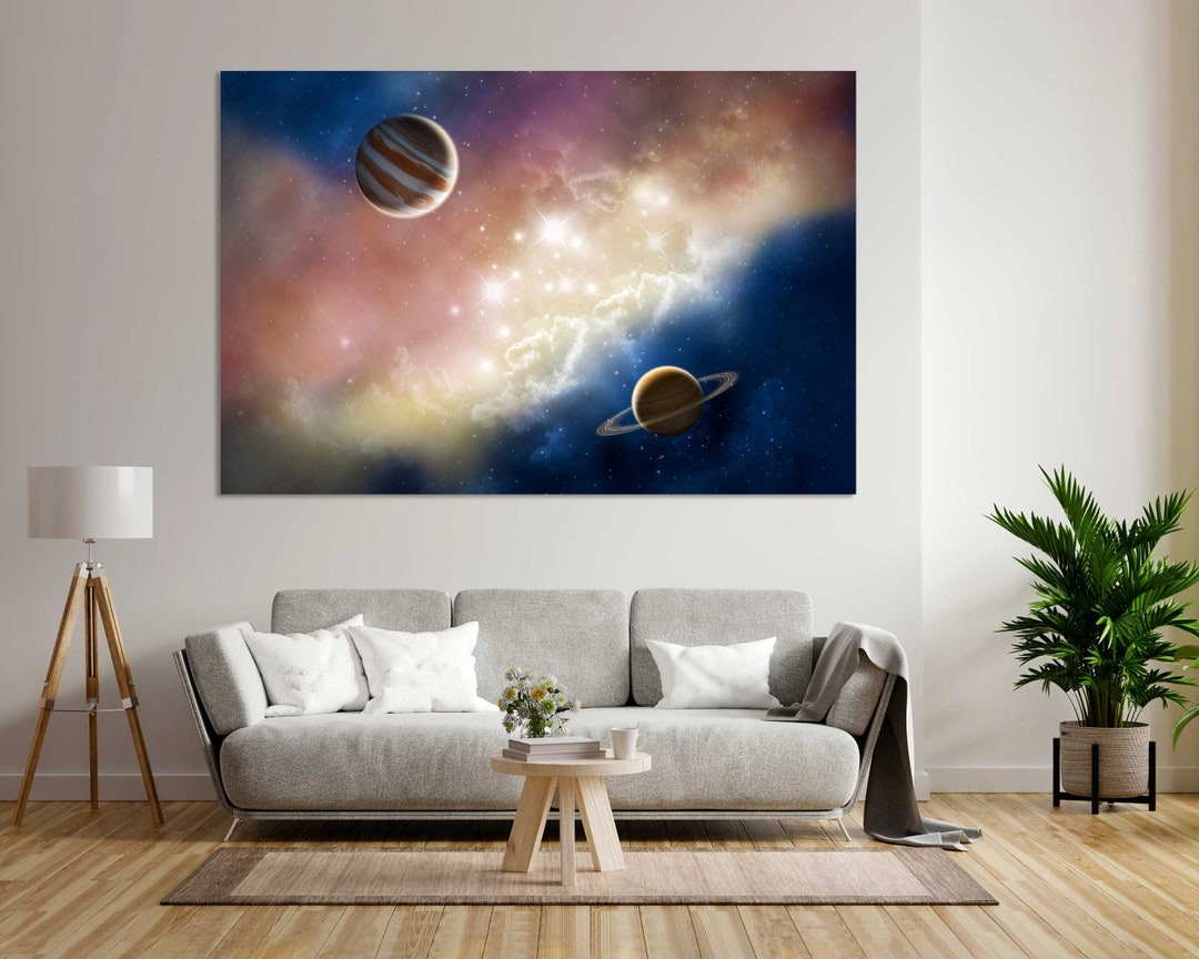Space With Planets Pictures Art on Canvas, Modern Decor With Space ...