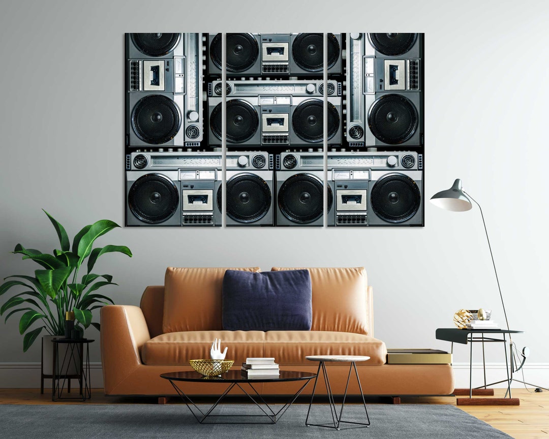 Vintage Radio Boombox Print on Canvas Decor for Wall, Music Boombox ...