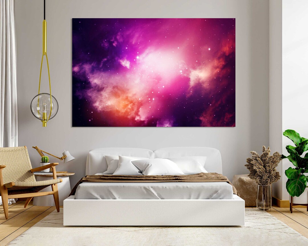 Night Sky With Stars Print Art on Canvas, Colorful Decor for Wall ...