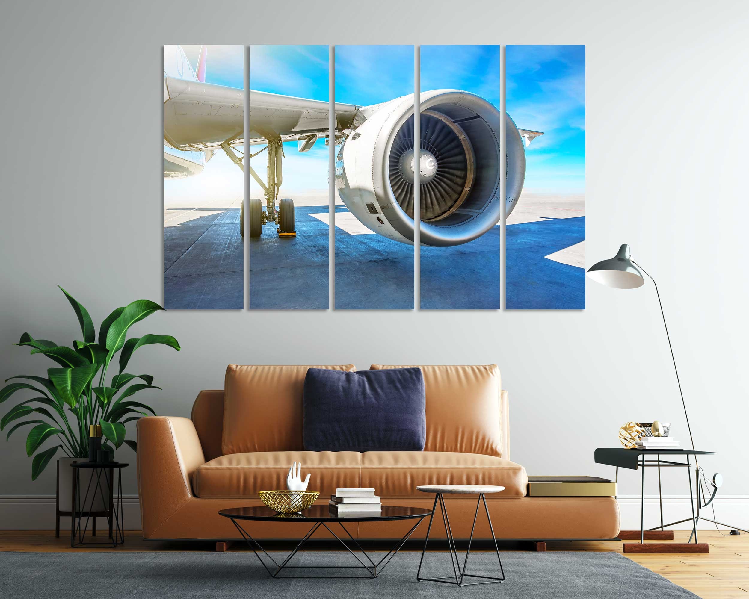 Wing Jet Engine Art for Wall Aircraft in Airport at Sunny Day - Etsy