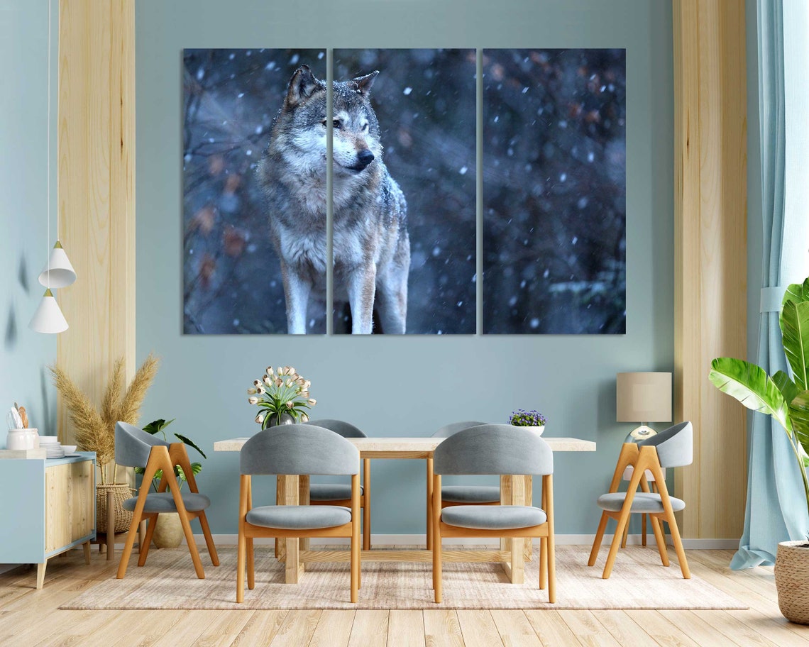 Wolf Art for Home Decor Wild Animals Print Art on Canvas - Etsy