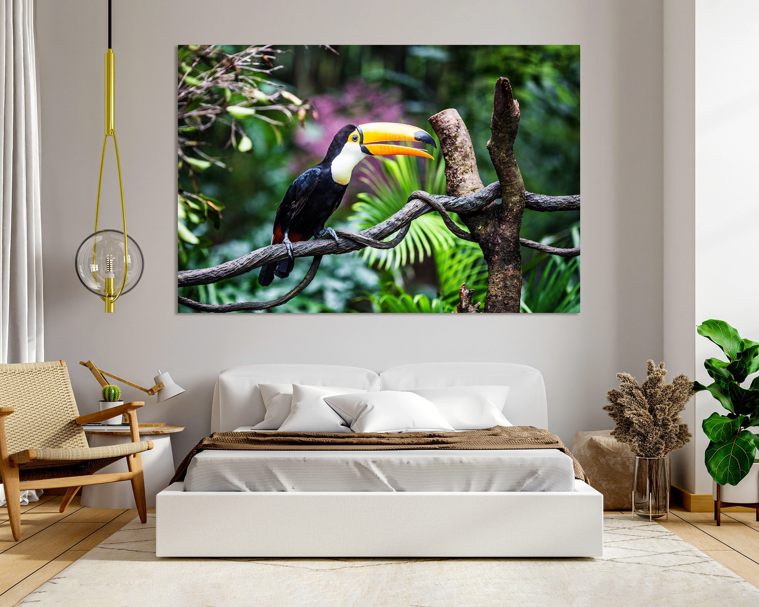 Fantastische Tukan auf einem Ast Bilder Druck, Tukan Wandkunst, Tukan ...