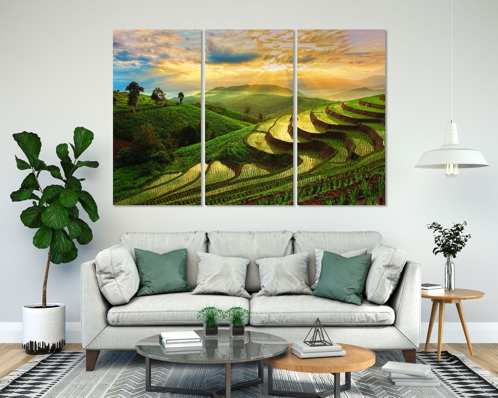 Terraced Rice Field Large Print Art for Wall, Field of Rice Print ...
