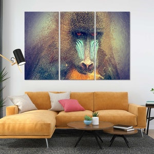 Portrait of the Mandrill on Canvas for Decor Interior, Wild Animals ...