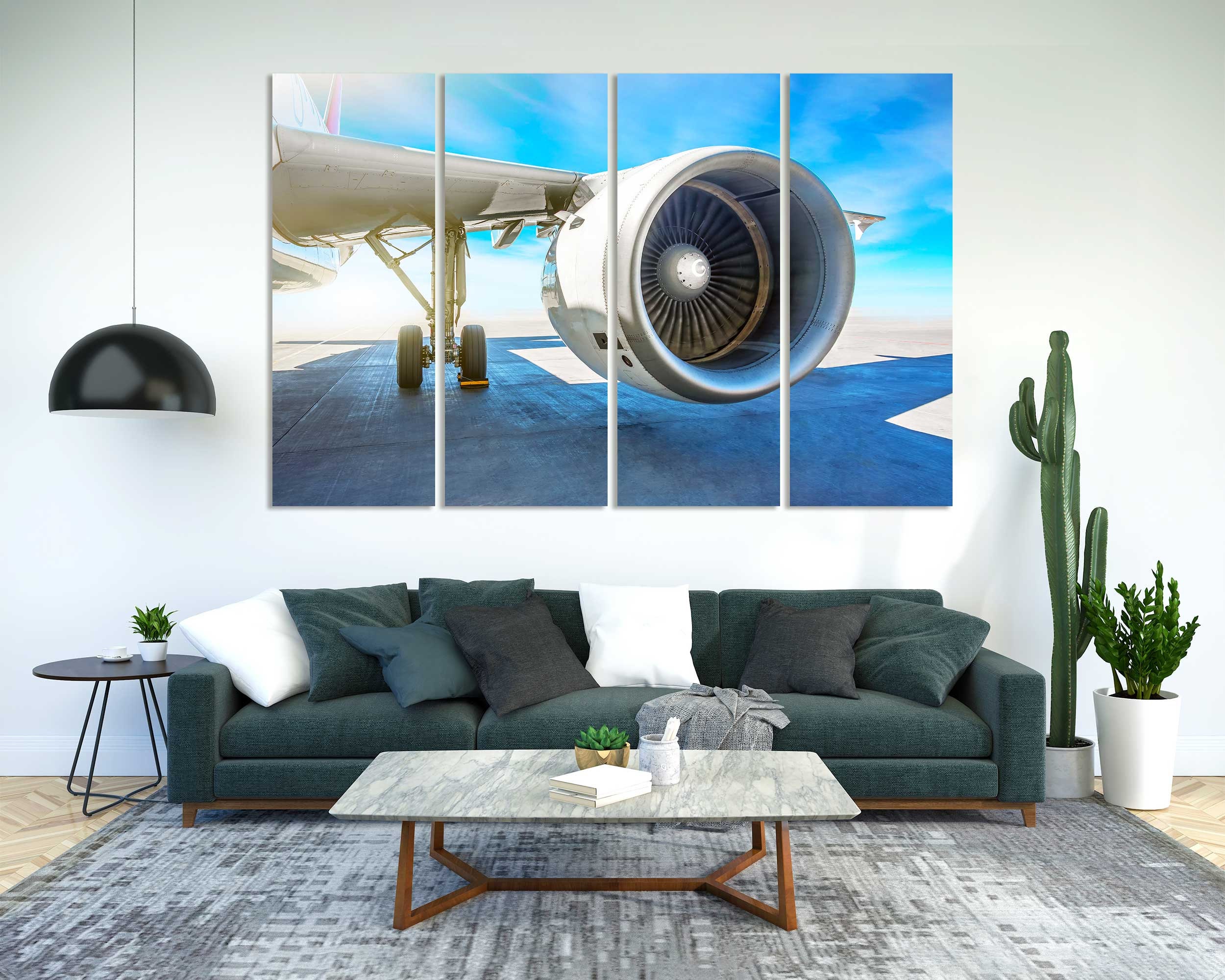 Wing Jet Engine Art for Wall Aircraft in Airport at Sunny Day - Etsy