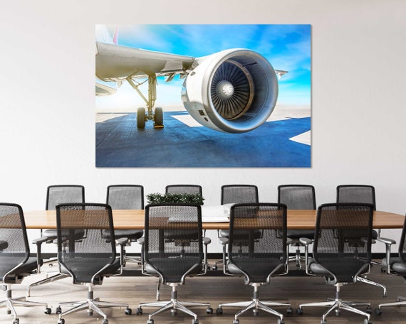 Wing Jet Engine Art for Wall Aircraft in Airport at Sunny Day - Etsy