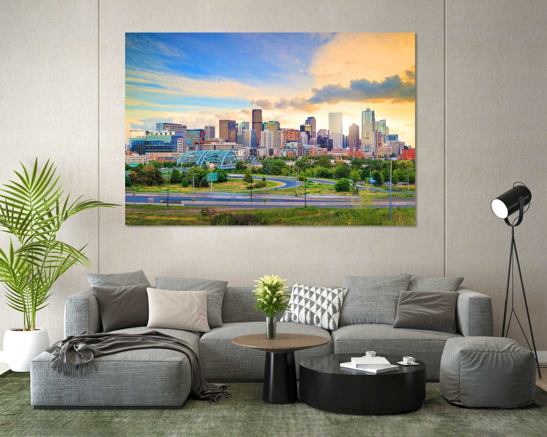 Panoramic View of Denver Picture Print on Canvas, Denver Skyline in ...