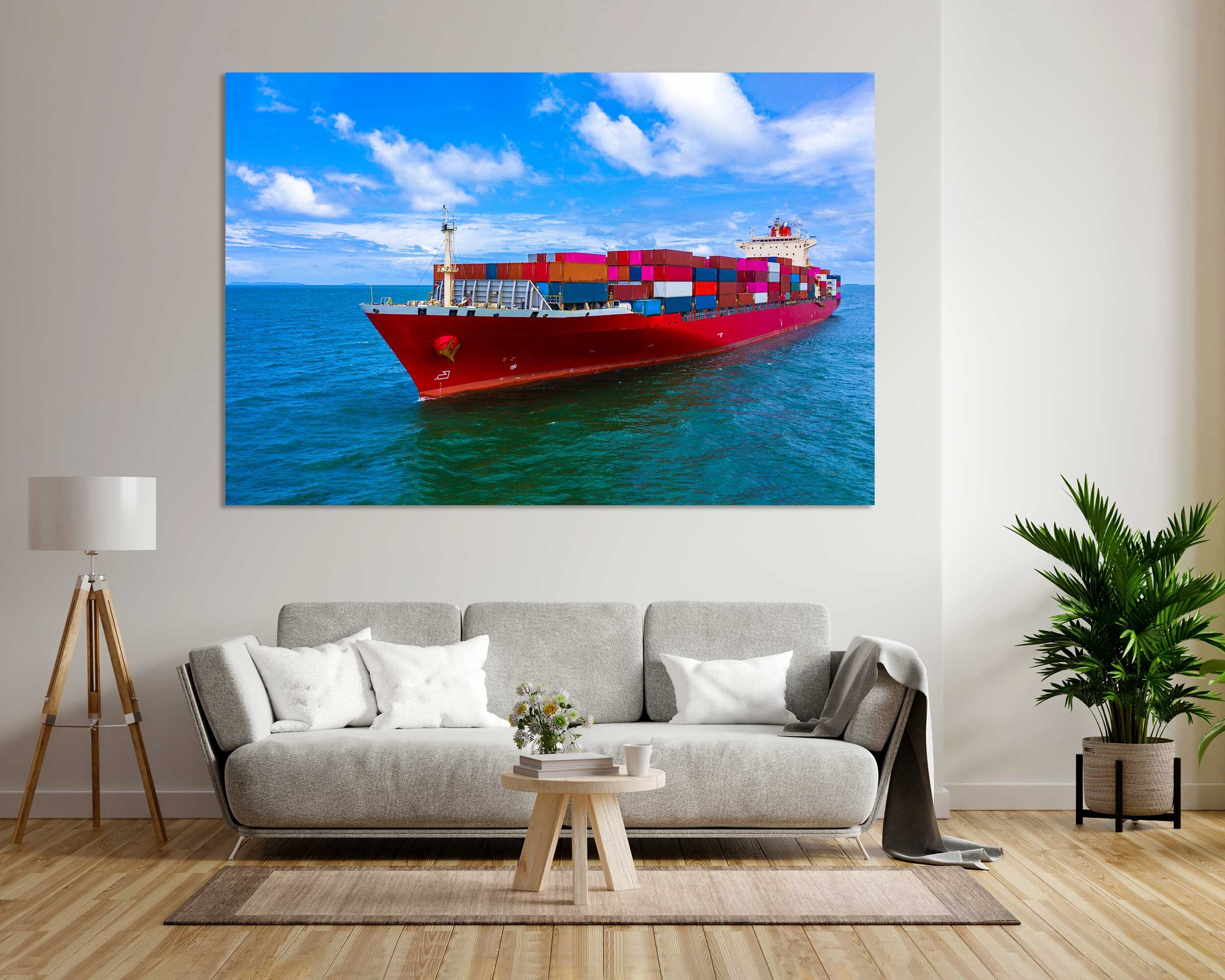 Container Cargo Ship Picture on Canvas Logistic Art for Wall - Etsy