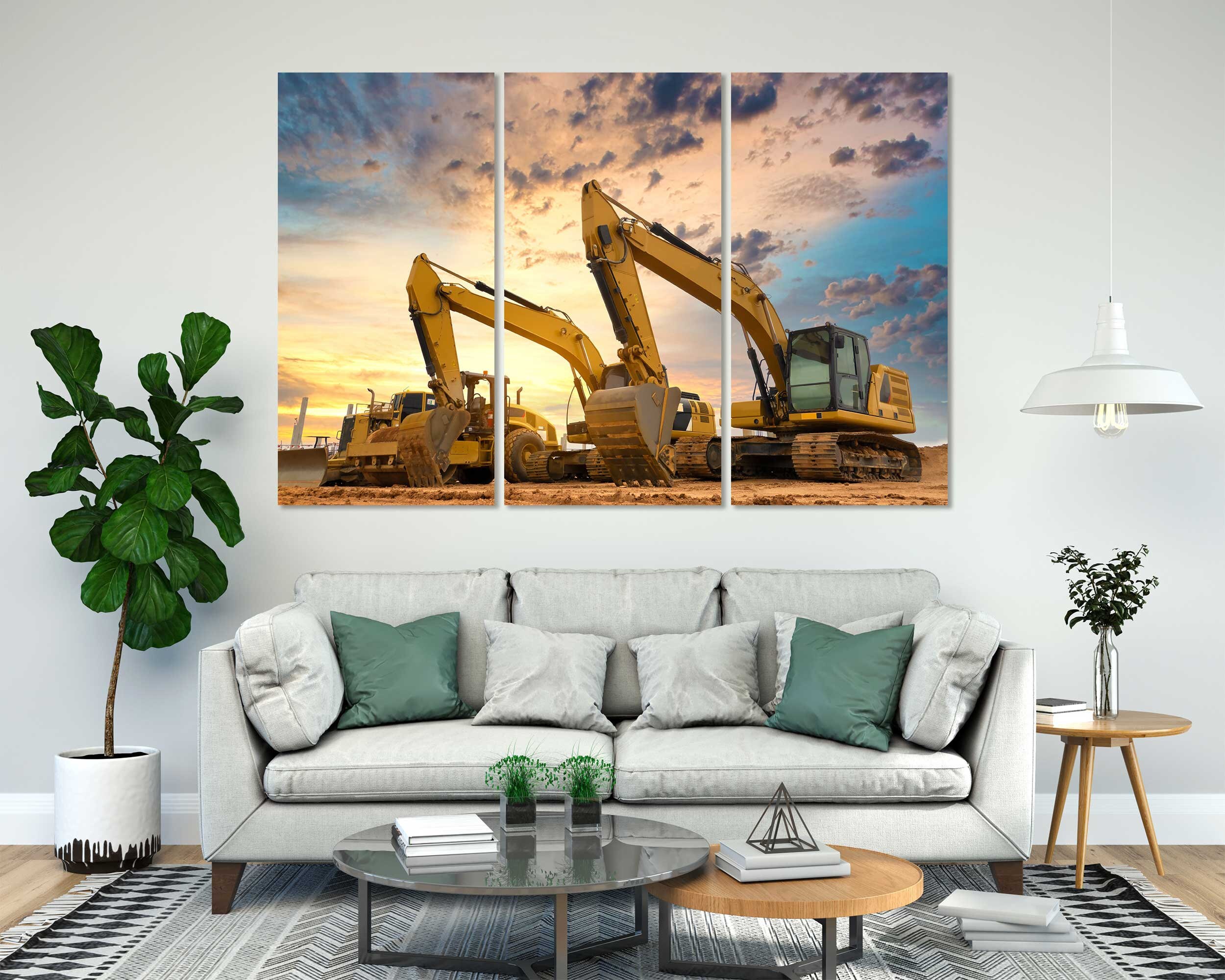 Excavator Canvas Print, Construction Site Office Wall Art - Etsy