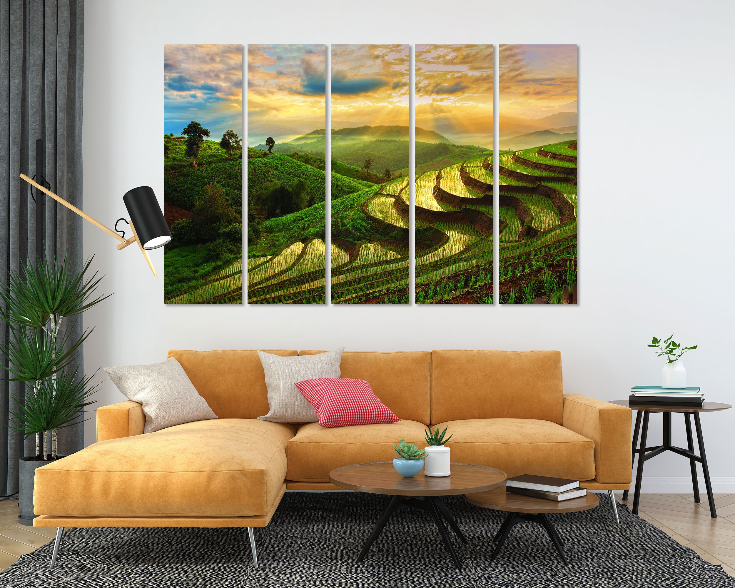 Terraced Rice Field Large Print Art for Wall, Field of Rice Print ...